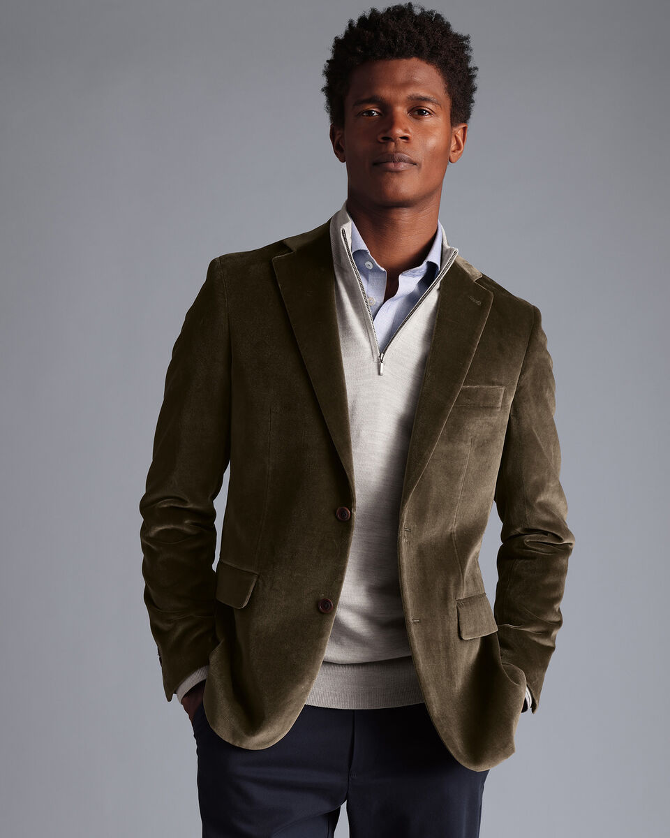 Italian Velvet Jacket - Mocha | Charles Tyrwhitt