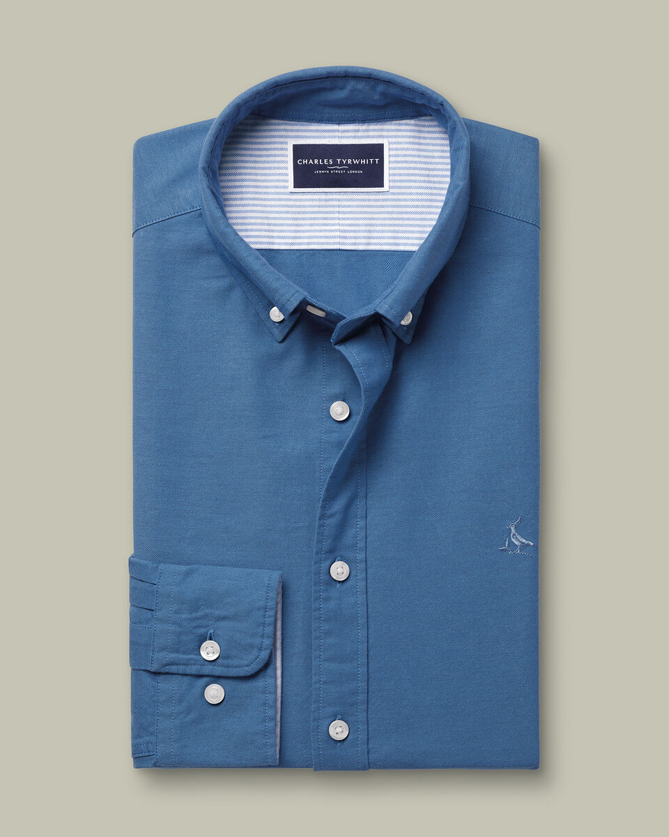 Stretch Washed Oxford Shirt - Cornflower Blue | Charles Tyrwhitt