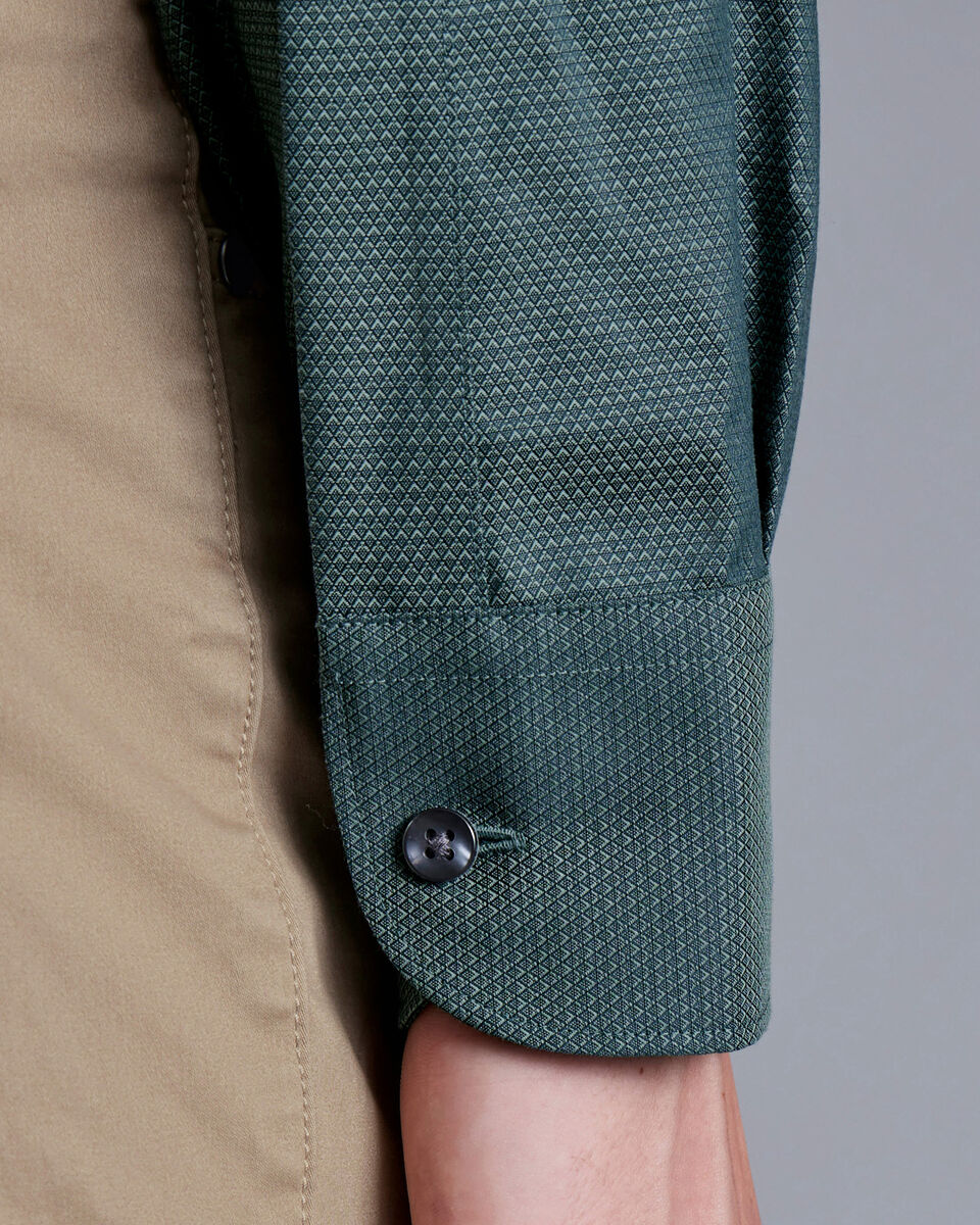 Non-Iron Diamond Stretch Texture Shirt - Atlantic Green | Charles Tyrwhitt
