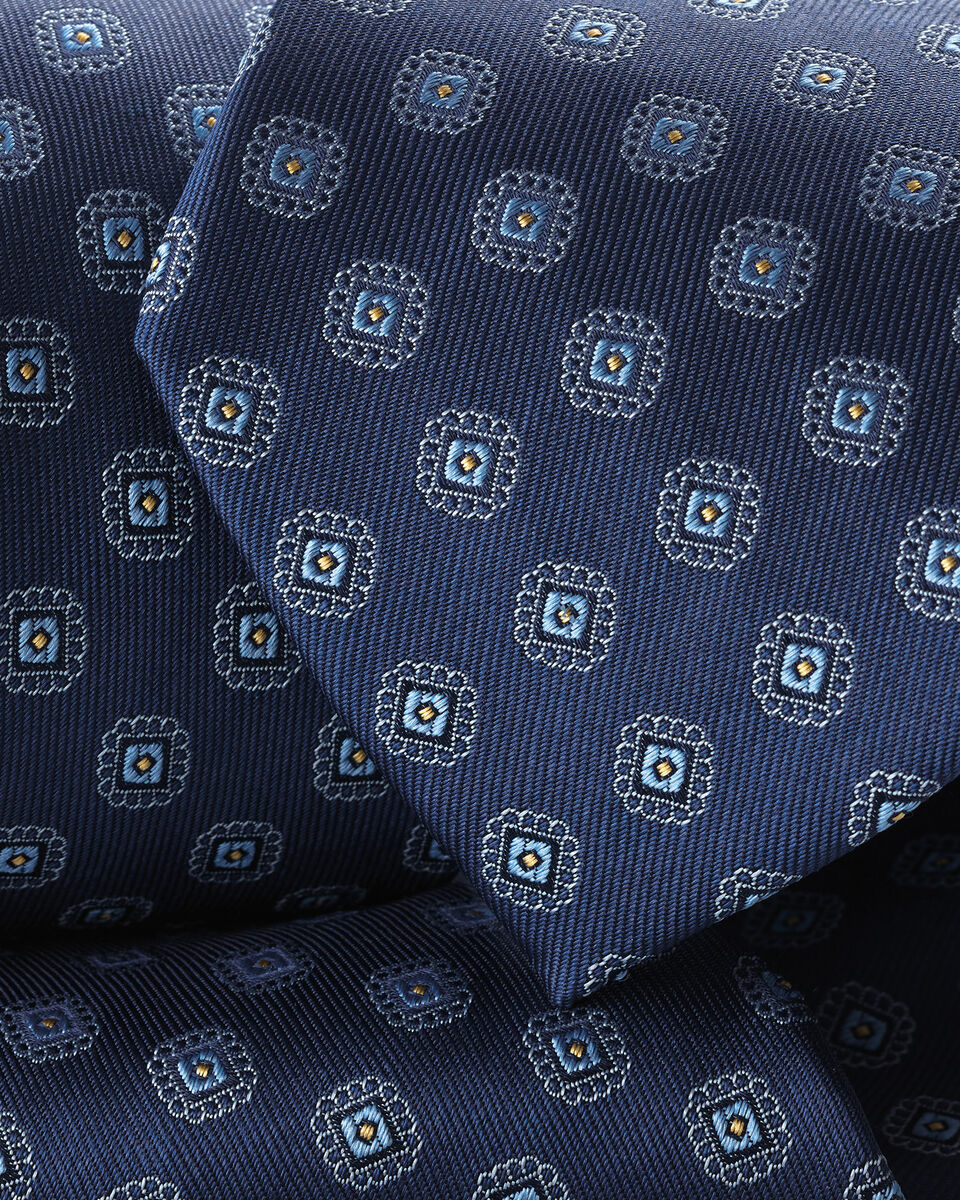 Krawatte aus Seide mit Medaillon-Motiv - Französisches Blau | Charles ...