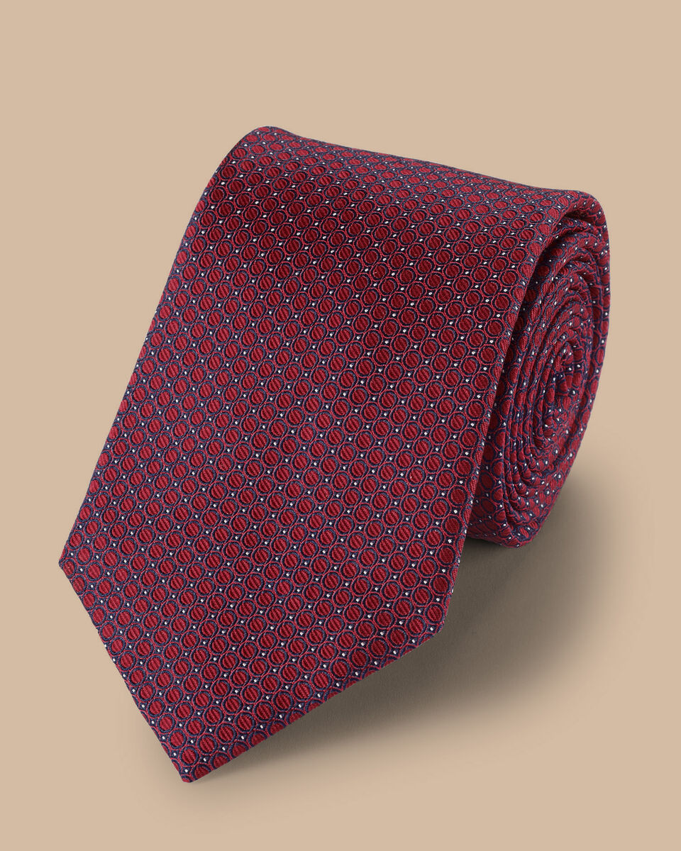 Semi Plain Pattern Silk Tie - Red | Charles Tyrwhitt