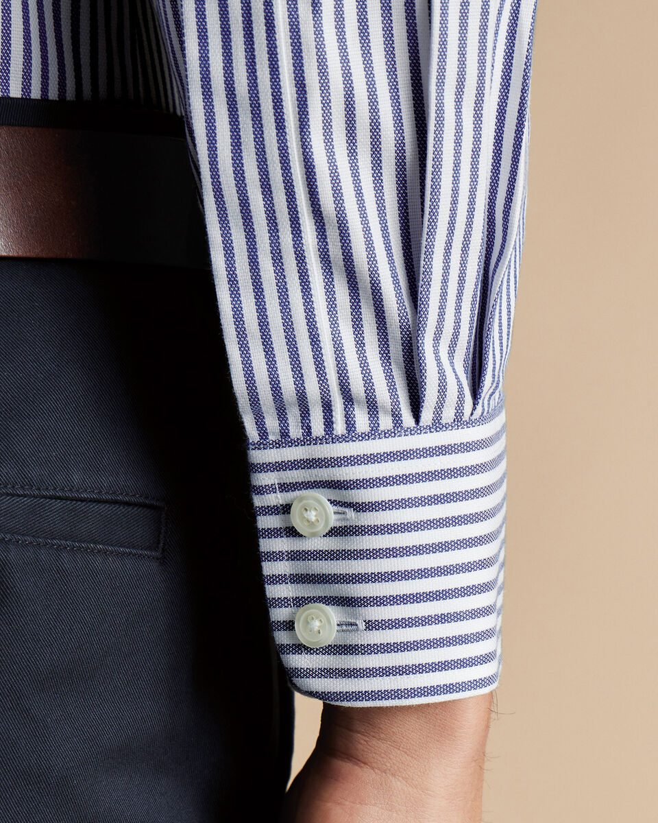Non-Iron Royal Oxford Butcher Stripe Shirt - Royal Blue | Charles Tyrwhitt