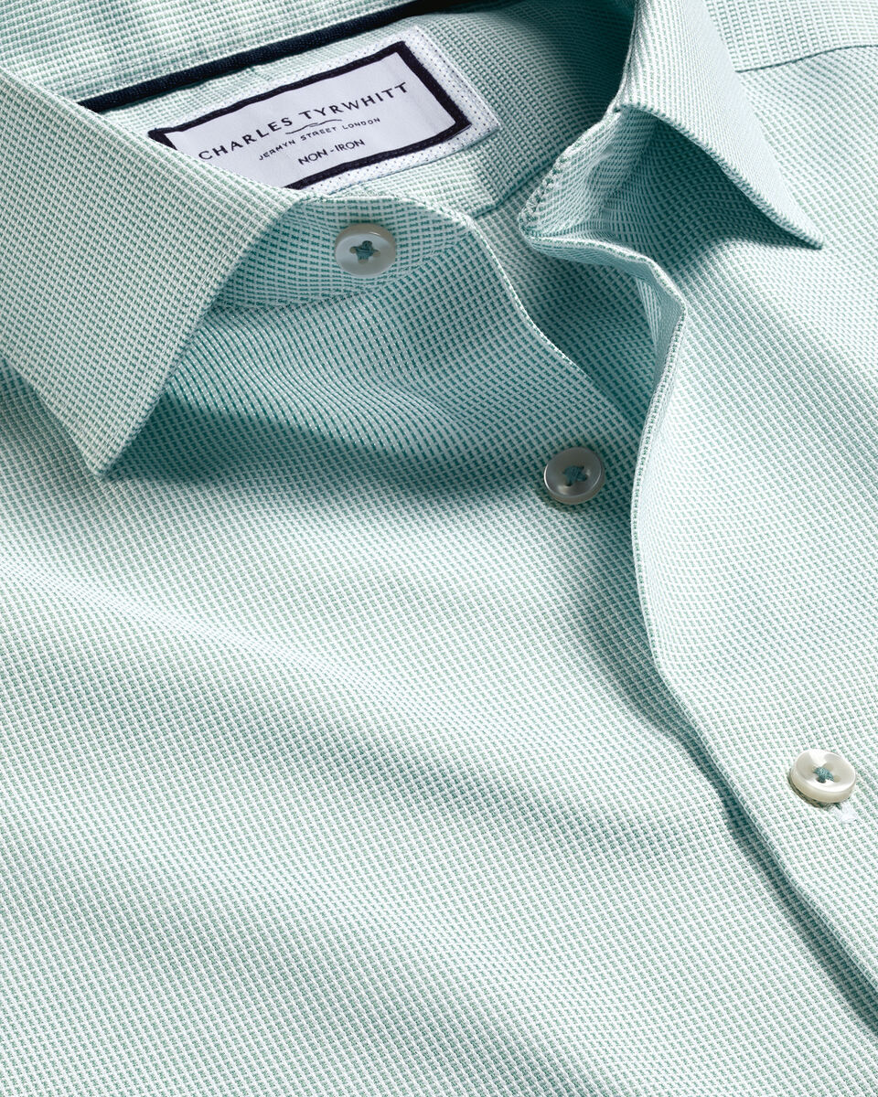 Non-Iron Rectangle Stretch Texture Shirt - Spearmint Green | Charles ...