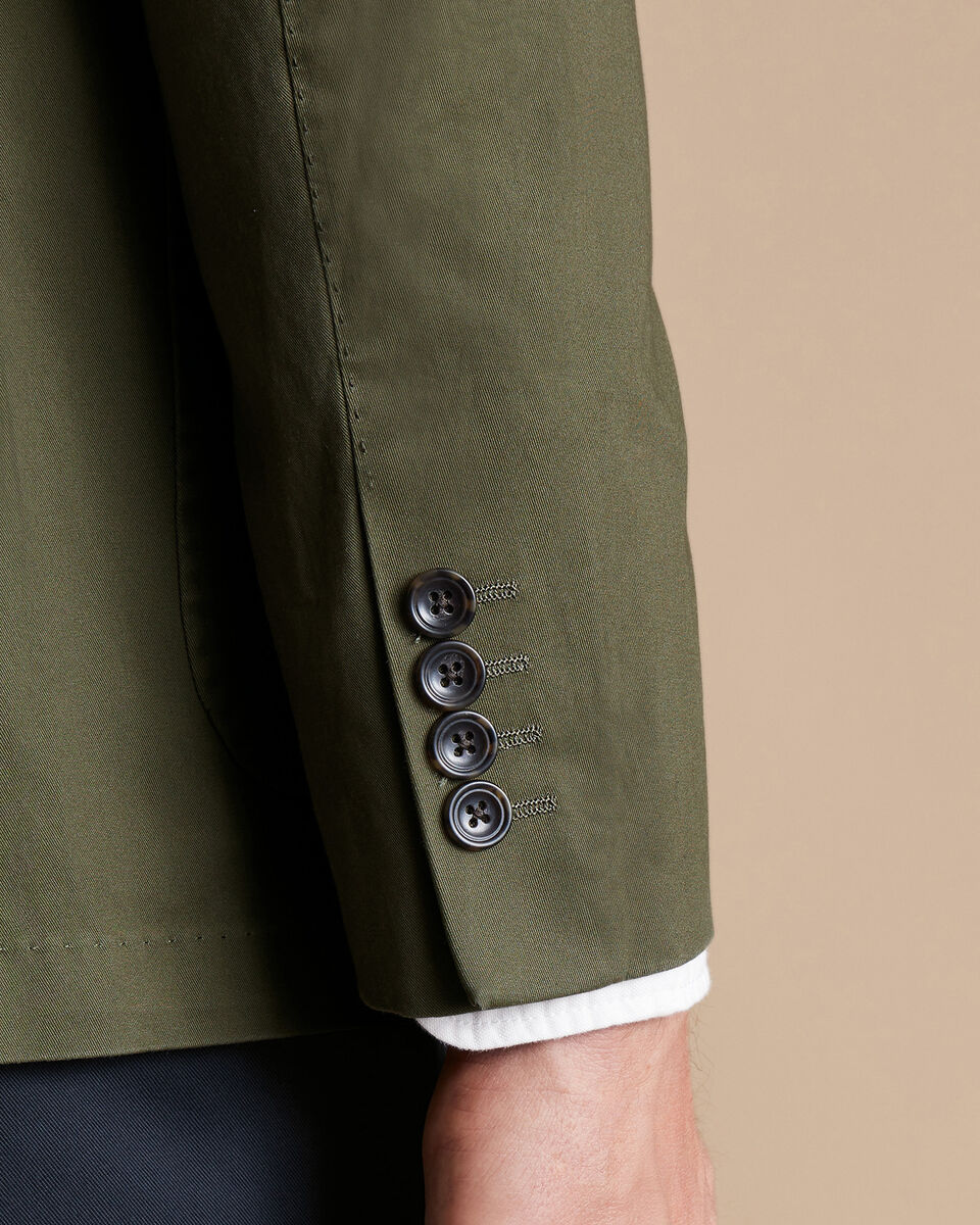 Cotton Stretch Jacket - Dark Olive Green | Charles Tyrwhitt