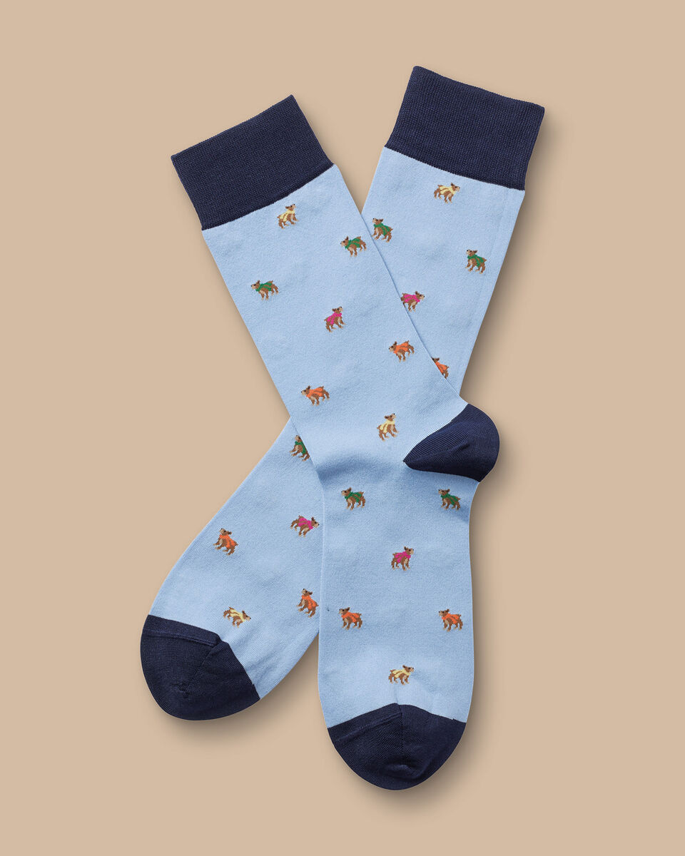 Dog Motif Socks - Sky Blue | Charles Tyrwhitt