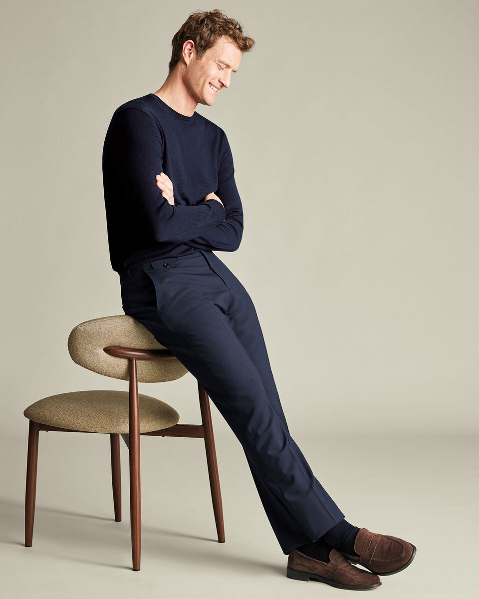Wool Stretch Pants - Ink Blue | Charles Tyrwhitt