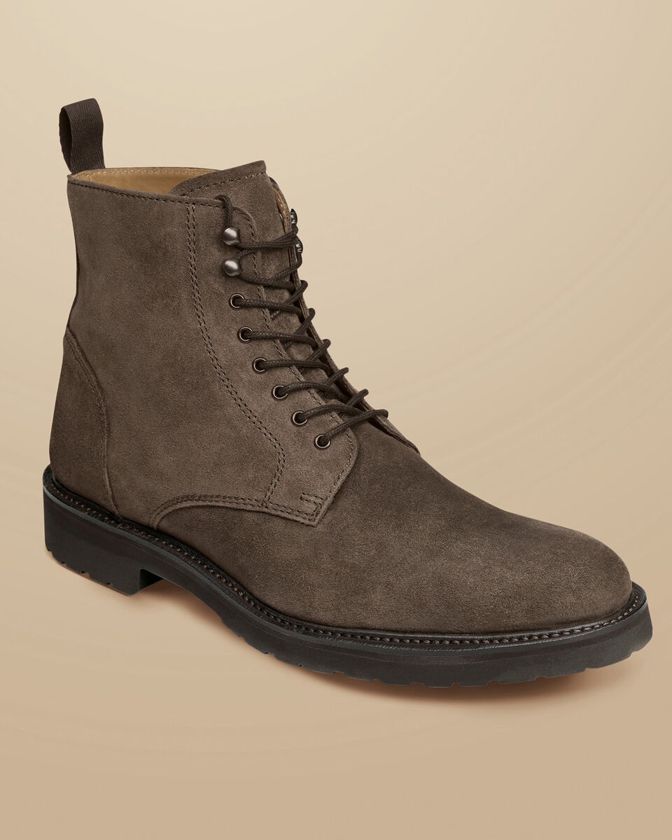 Waxed Suede Boots - Light Brown | Charles Tyrwhitt