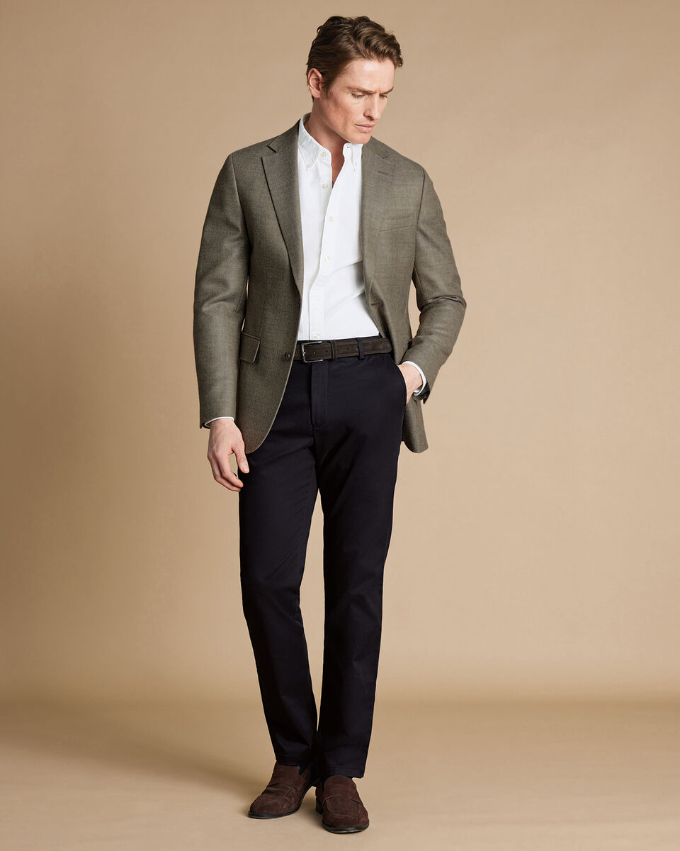 Wool Texture Twill Jacket - Stone | Charles Tyrwhitt