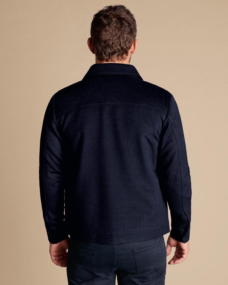 Wool Harrington Jacket - Navy | Charles Tyrwhitt