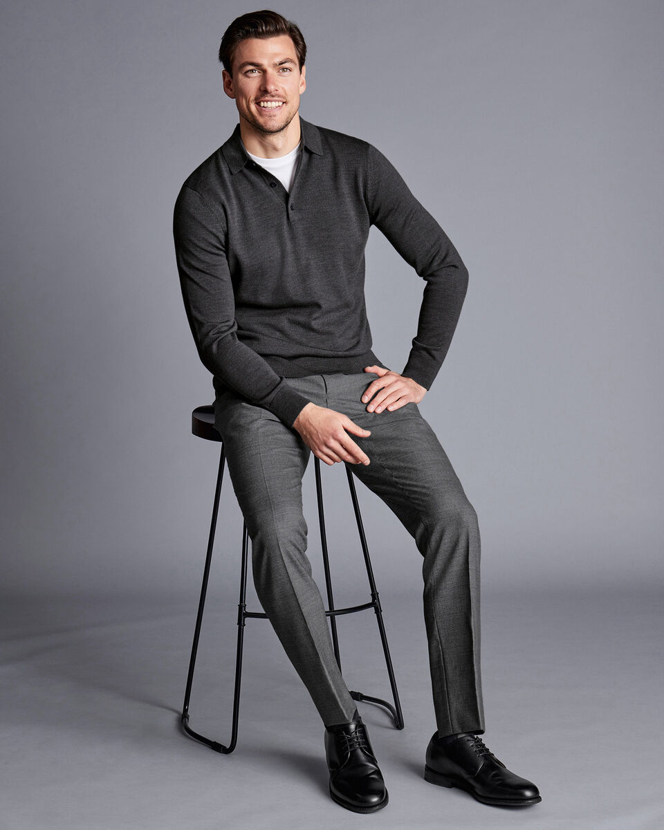 Smart Italian Luxury Pants - Grey | Charles Tyrwhitt