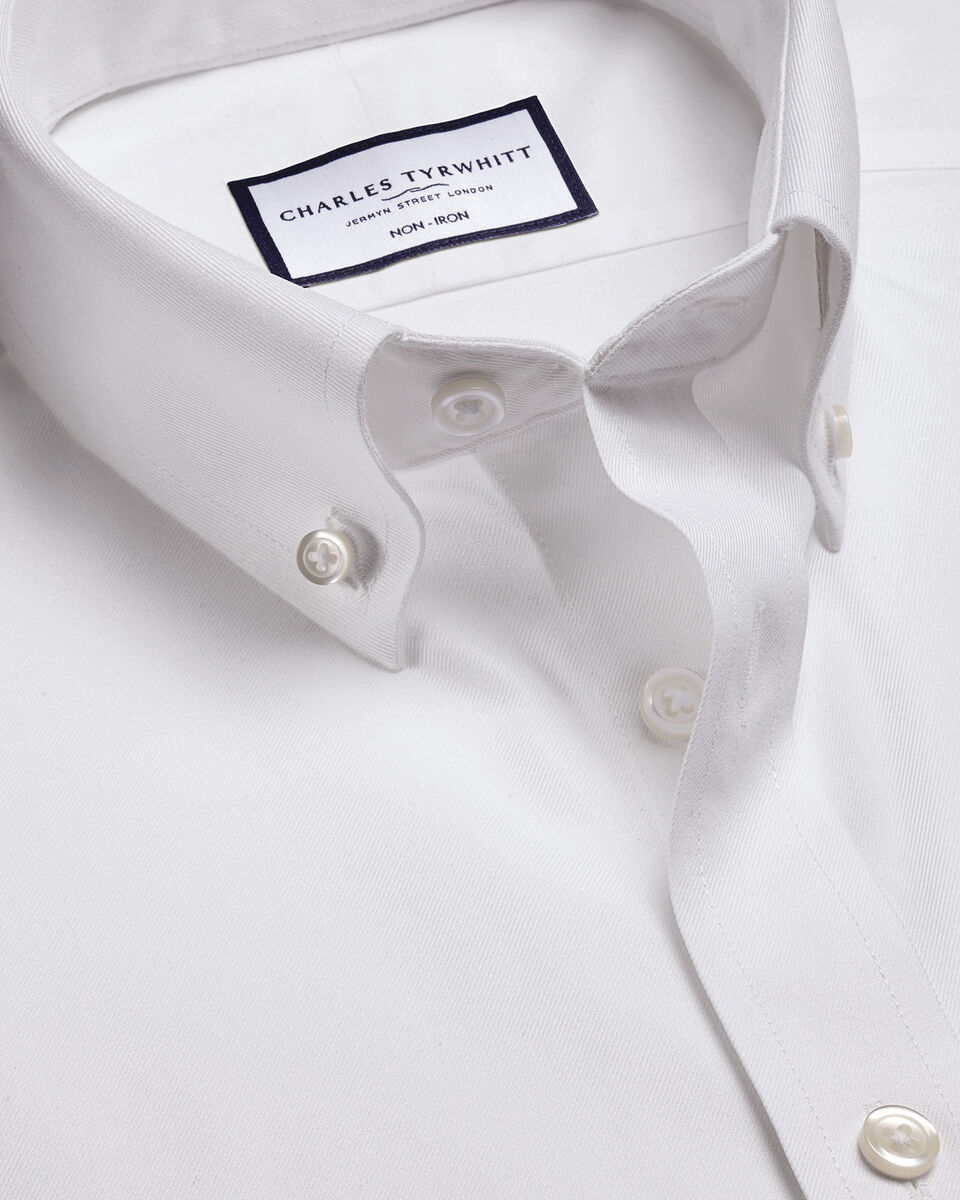 Button-Down Collar Non-Iron Twill Shirt - White | Charles Tyrwhitt