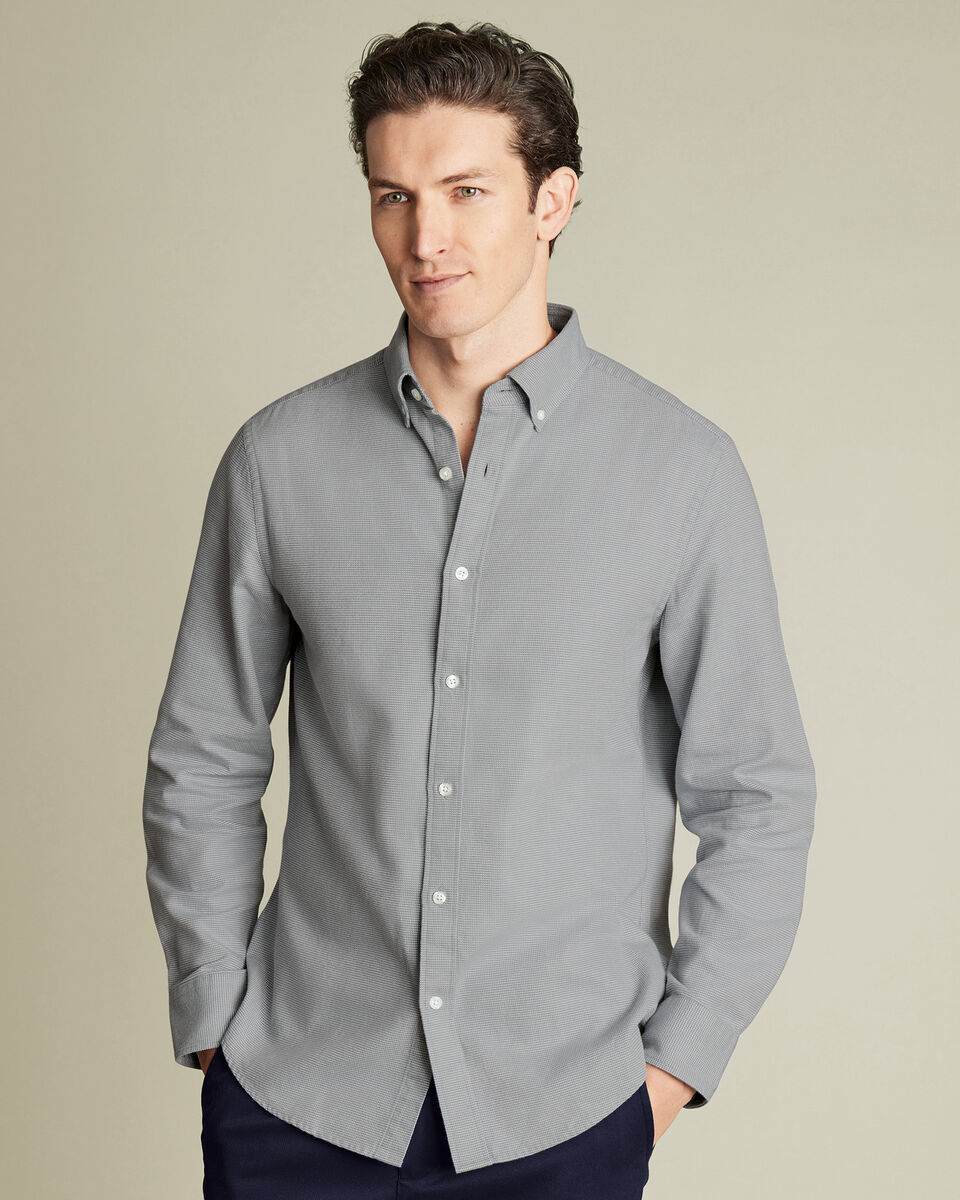 Dobby Flannel Shirt - Light Grey | Charles Tyrwhitt