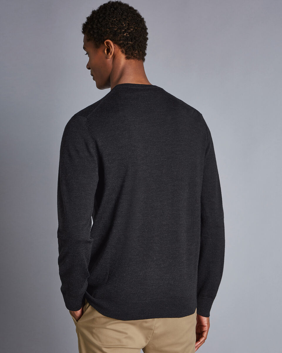 Merino Crew Neck Sweater - Charcoal Grey | Charles Tyrwhitt