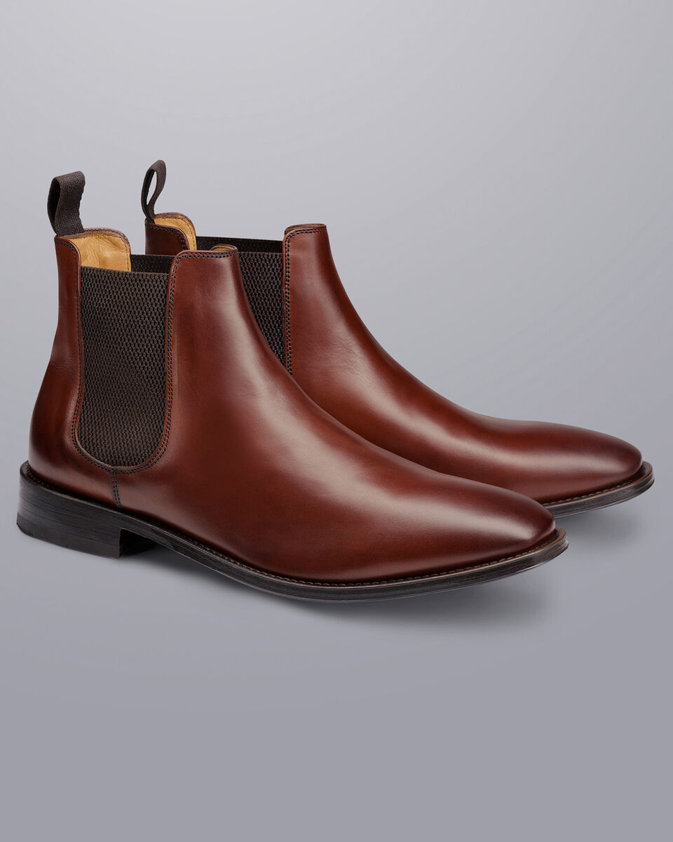 Leather Chelsea Boots - Chestnut Brown | Charles Tyrwhitt