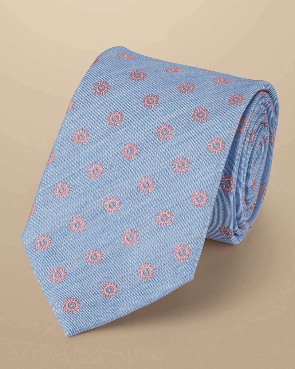 Medallion Pattern Silk Tie - Sky Blue | Charles Tyrwhitt