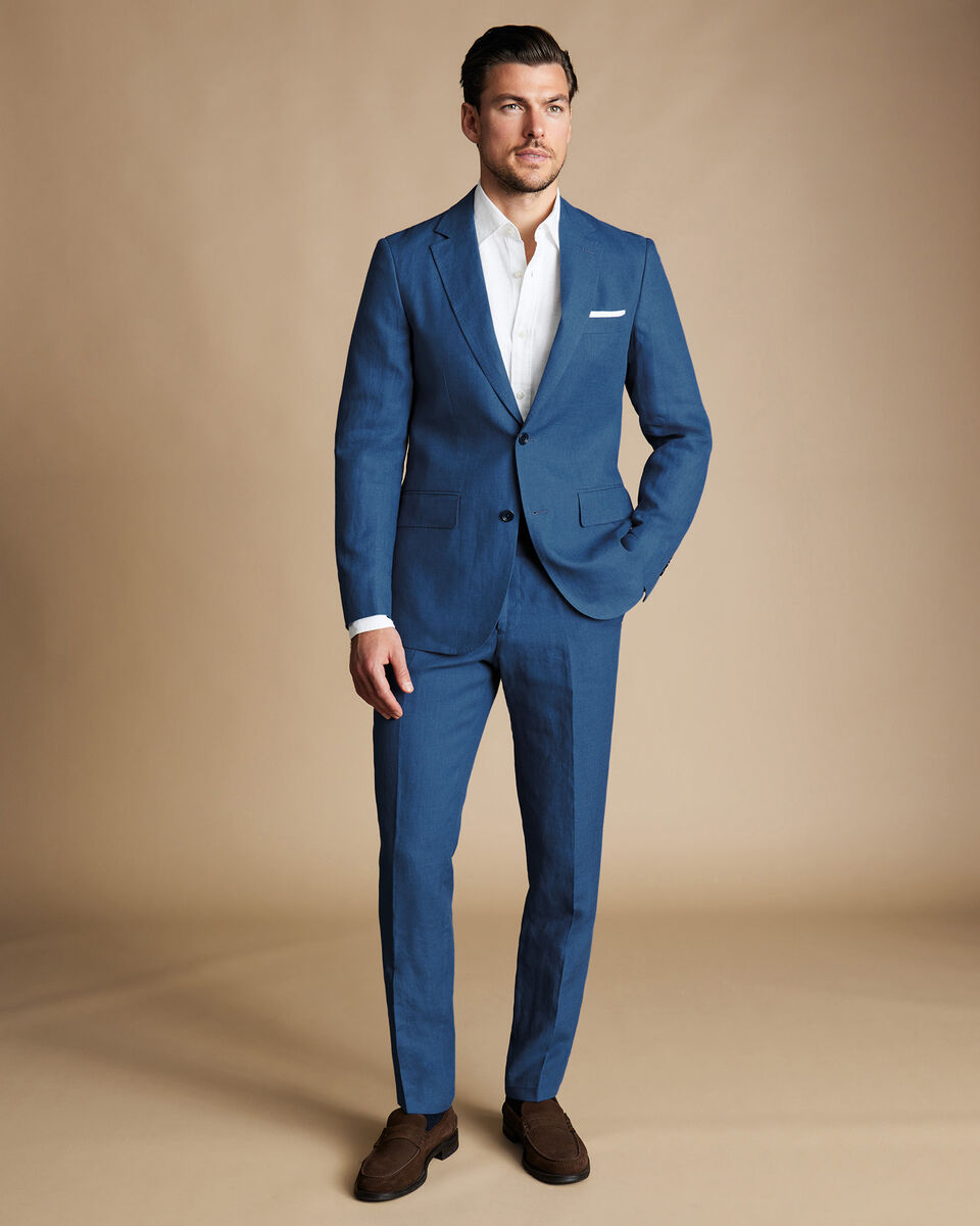 Linen Jacket - Royal Blue | Charles Tyrwhitt