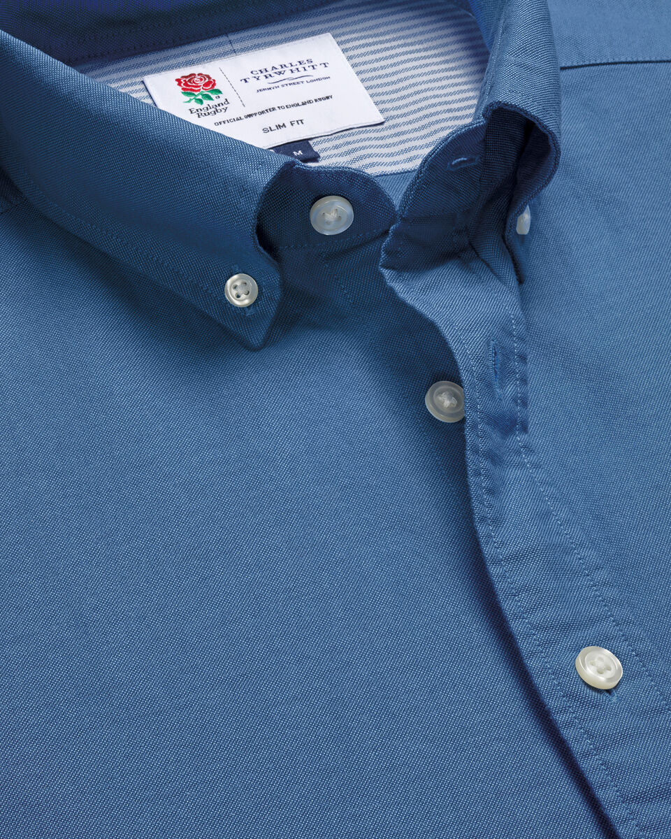 England Rugby Button-Down Washed Oxford Shirt - Cornflower Blue ...