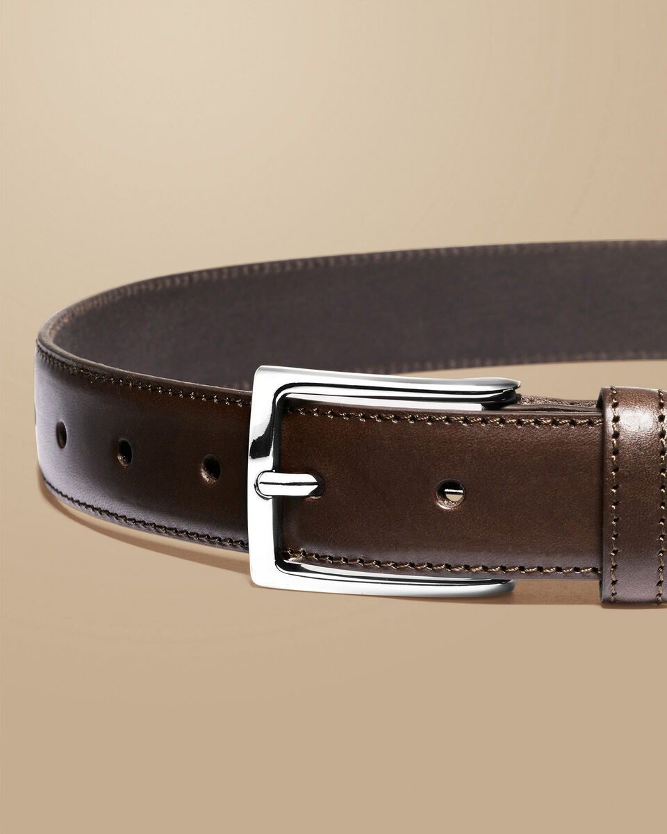 Leather Formal Belt - Chocolate | Charles Tyrwhitt