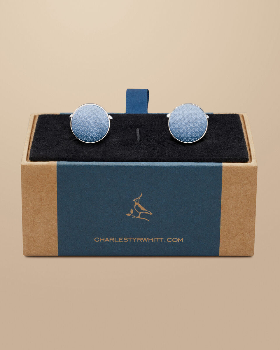 Silk Round Cufflink - Sky Blue | Charles Tyrwhitt