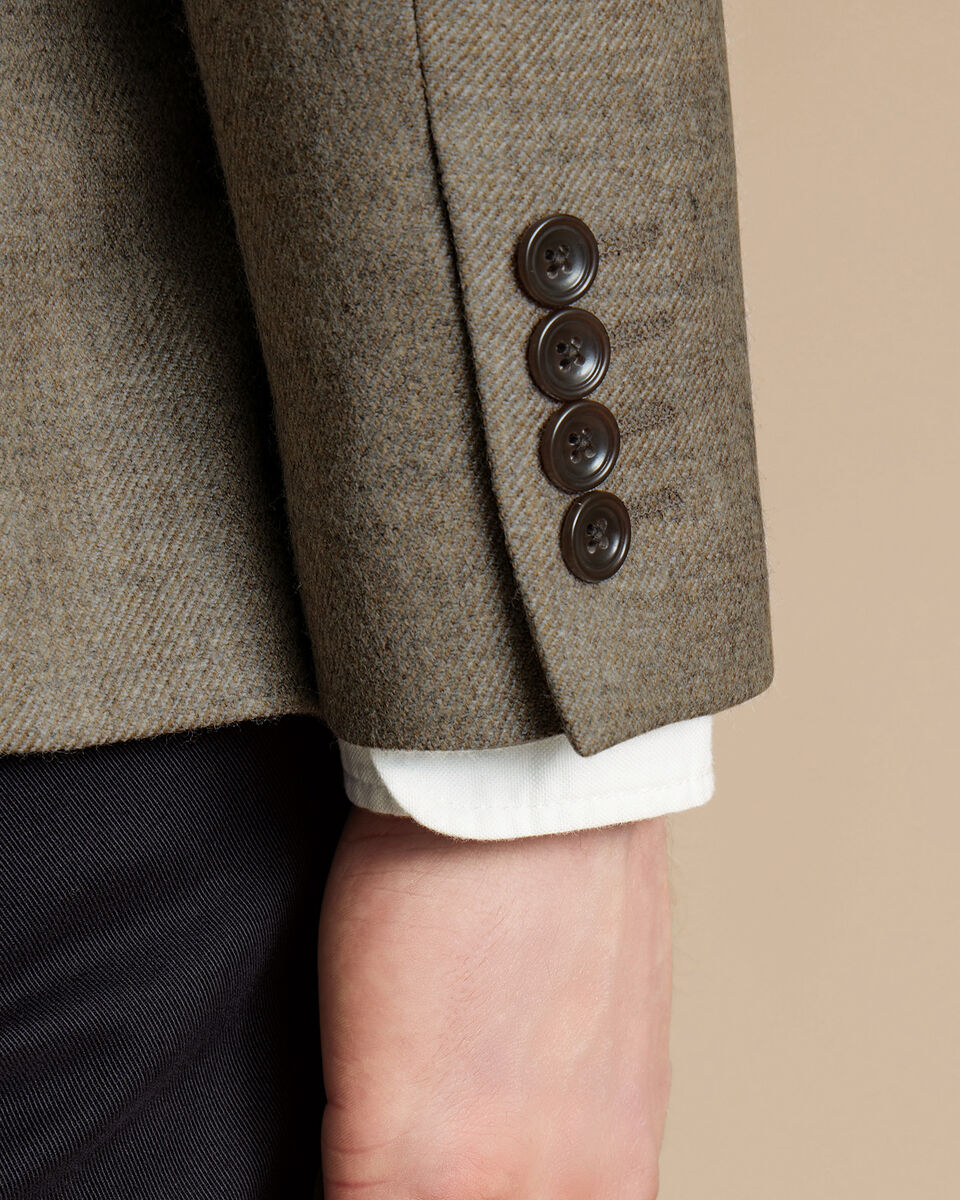 Wool Texture Twill Jacket - Stone | Charles Tyrwhitt