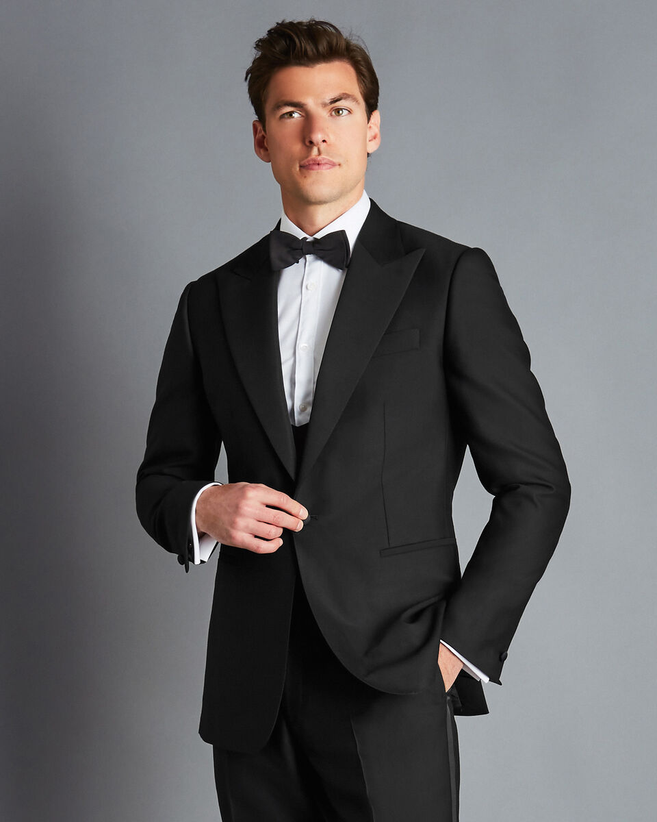 Peak Lapel Dinner Suit Jacket - Black | Charles Tyrwhitt