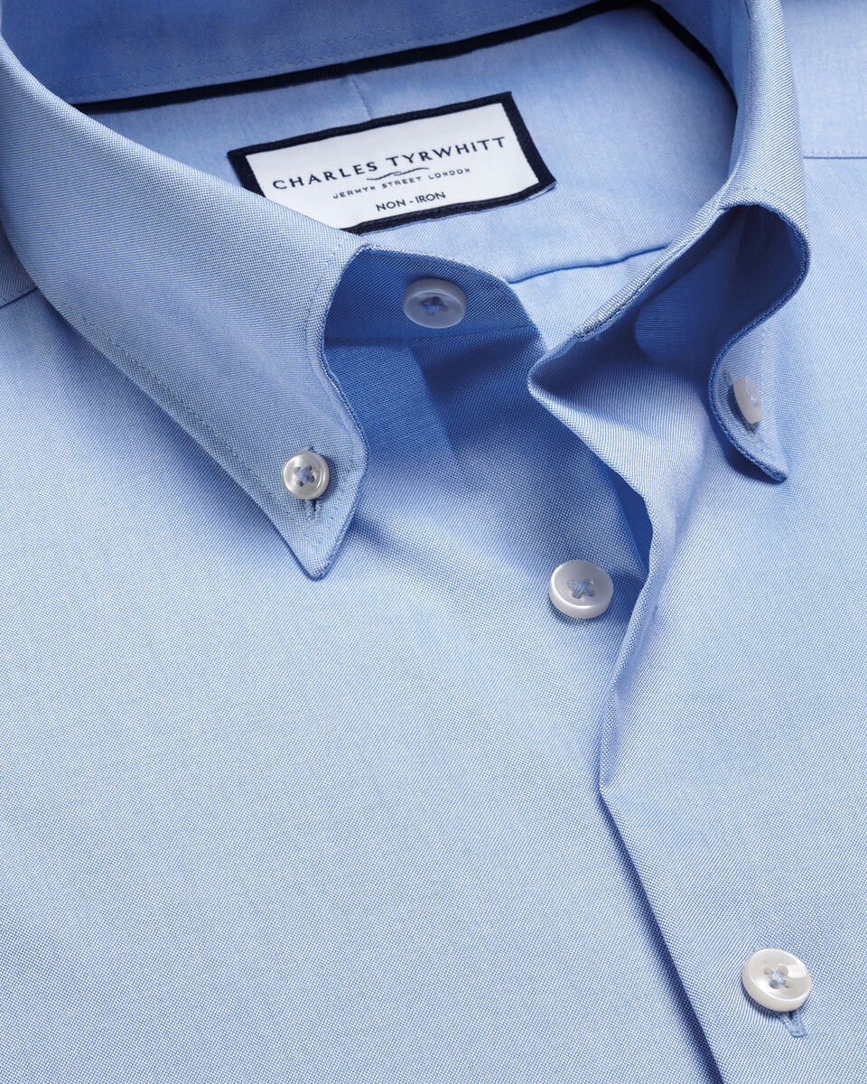 Button-Down Collar Non-Iron Oxford Shirt - Sky Blue | Charles Tyrwhitt