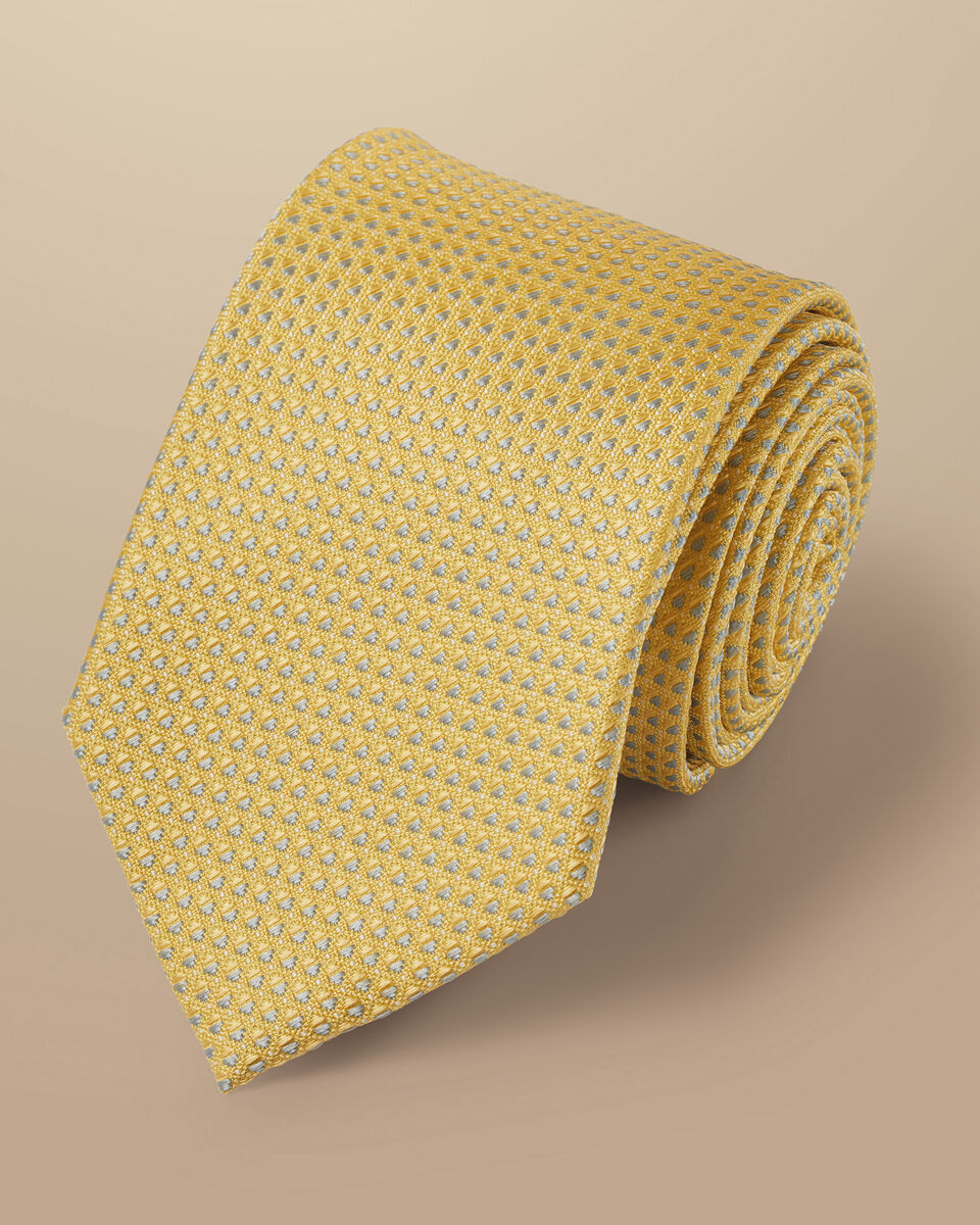 Semi Plain Silk Pattern Tie - Lemon | Charles Tyrwhitt