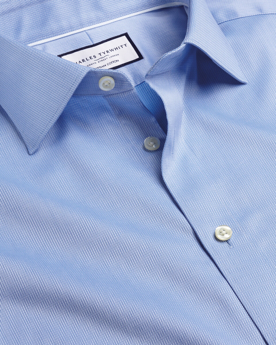 Semi-Cutaway Collar Egyptian Cotton Windsor Weave Shirt - Cornflower ...