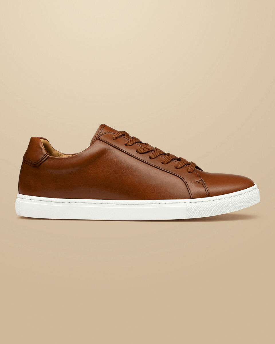 Leather Trainers - Dark Tan | Charles Tyrwhitt
