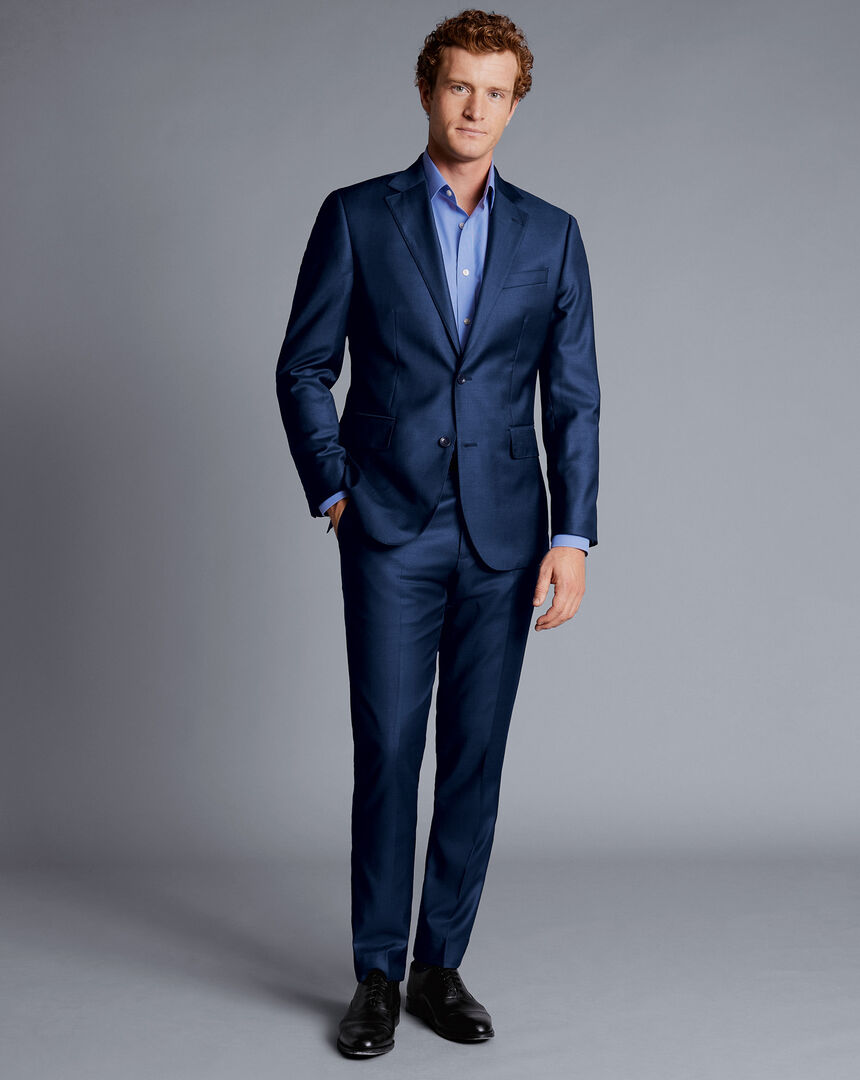 Natural Stretch Twill Suit - Mid Blue | Charles Tyrwhitt