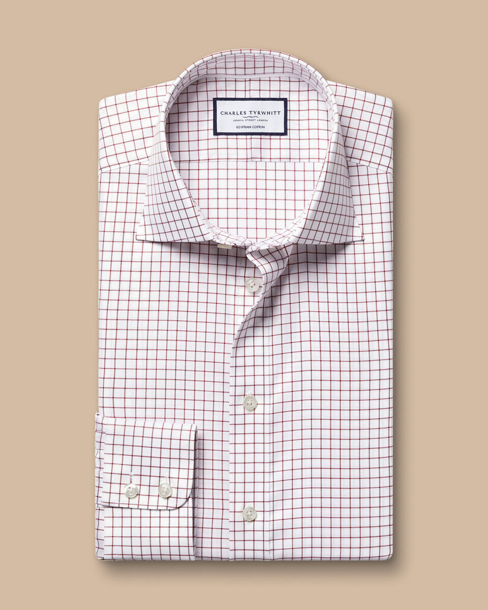 Luxus-Hemd mit Windowpane-Karo - kastanienrot | Charles Tyrwhitt