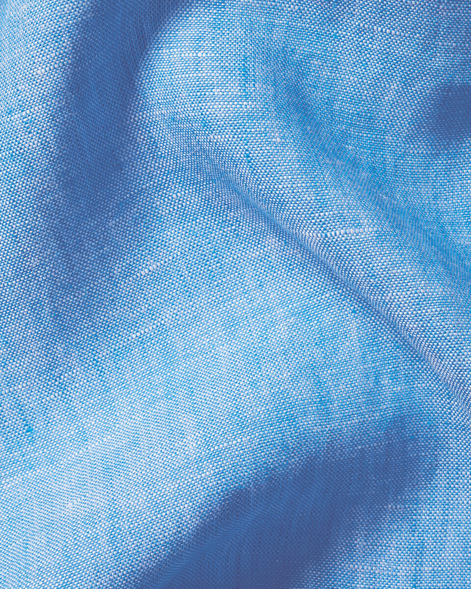 Collarless Pure Linen Shirt - Ocean Blue | Charles Tyrwhitt