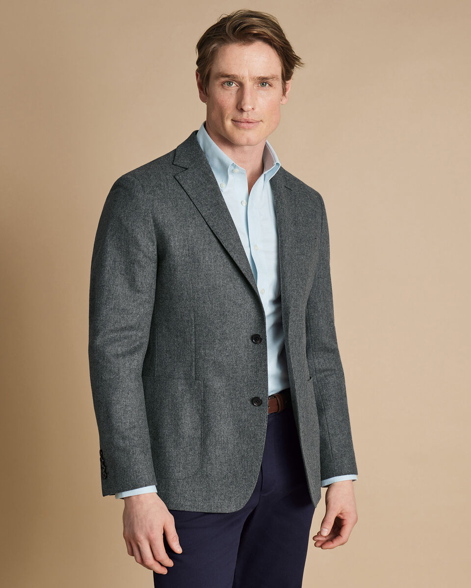 Unstructured Wool Jacket - Grey | Charles Tyrwhitt