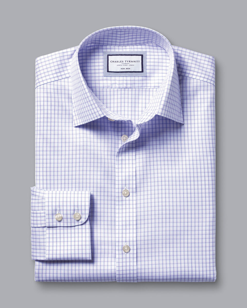 Non-Iron Two Color Check Shirt - Lilac Purple | Charles Tyrwhitt