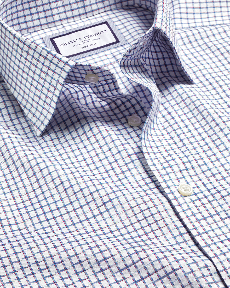 Non-Iron Two Color Check Shirt - Indigo Blue | Charles Tyrwhitt