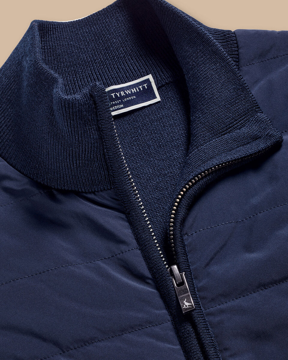 Merino Padded Funnel Neck Jacket - Navy | Charles Tyrwhitt