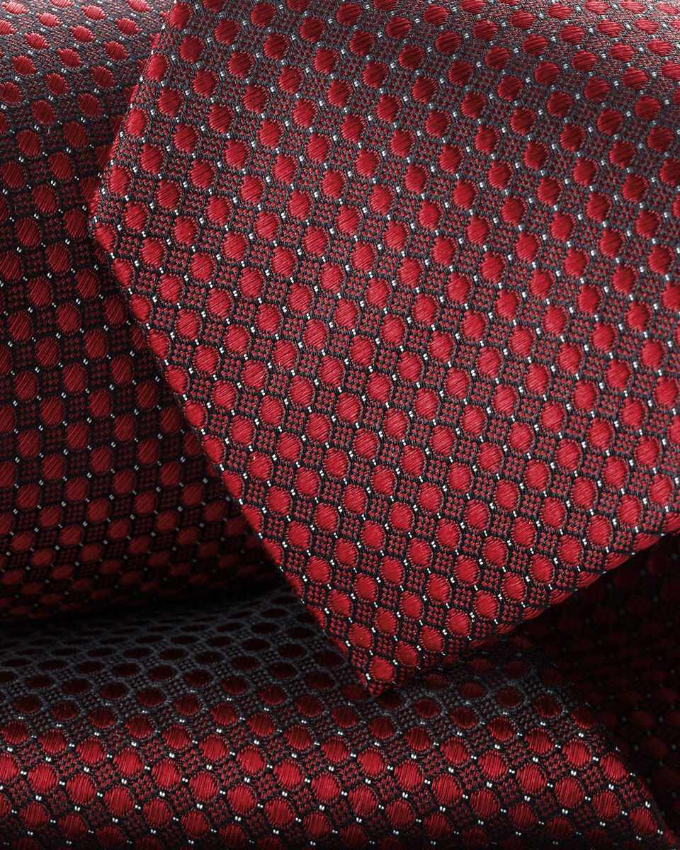 Semi Plain Silk Pattern Tie - Dark Red | Charles Tyrwhitt