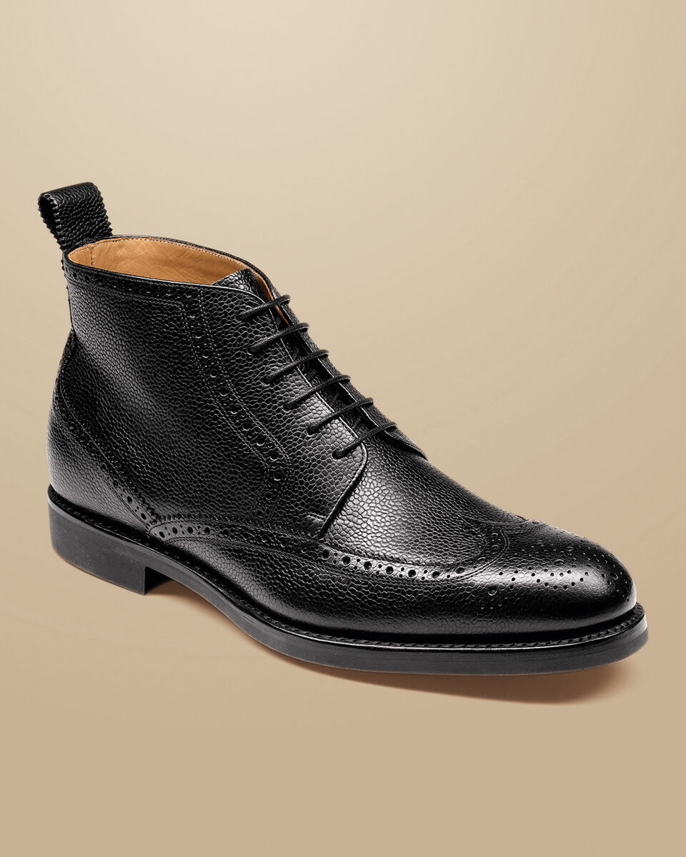 Leather Brogue Boots - Black | Charles Tyrwhitt