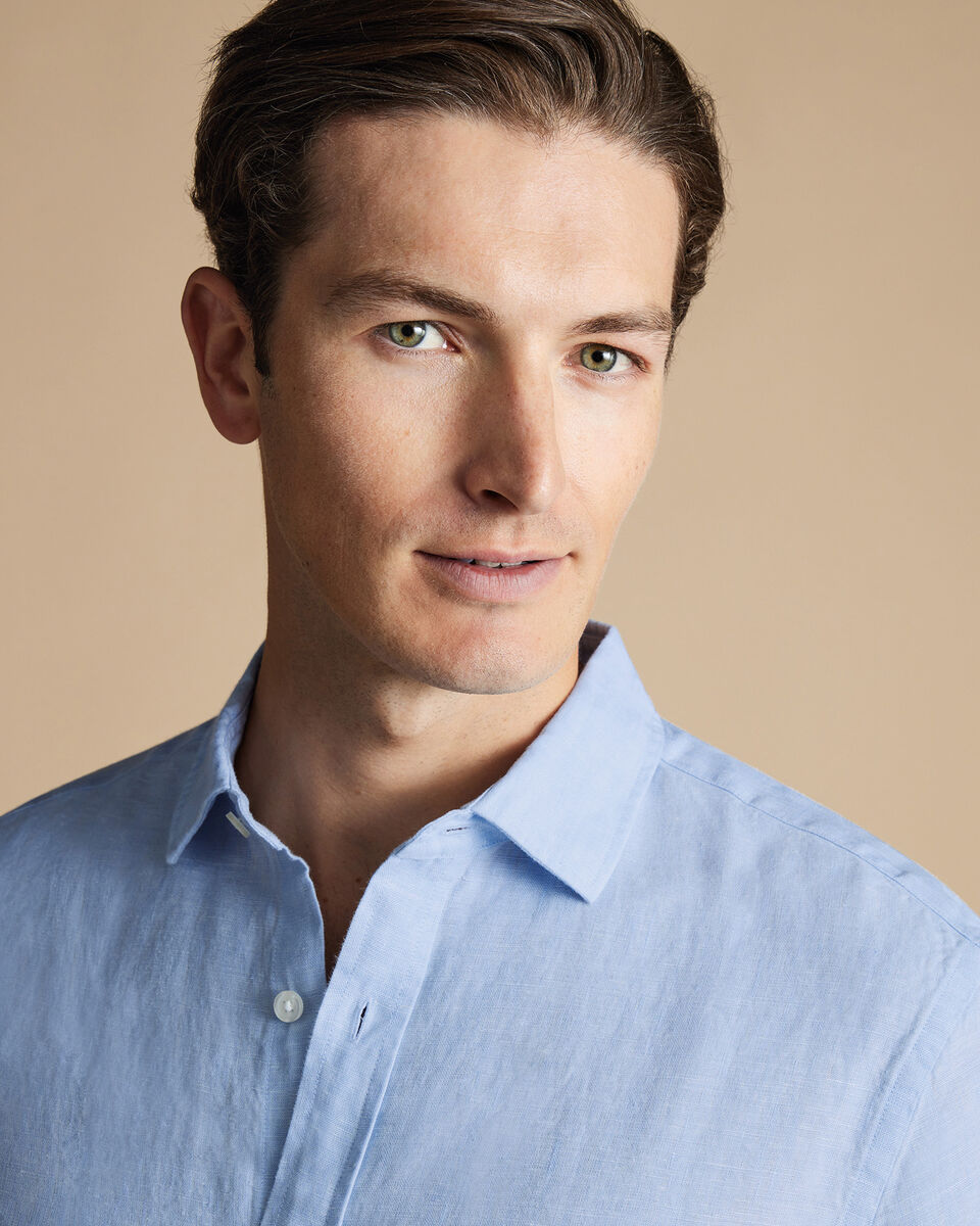 Pure Linen Shirt - Sky Blue | Charles Tyrwhitt