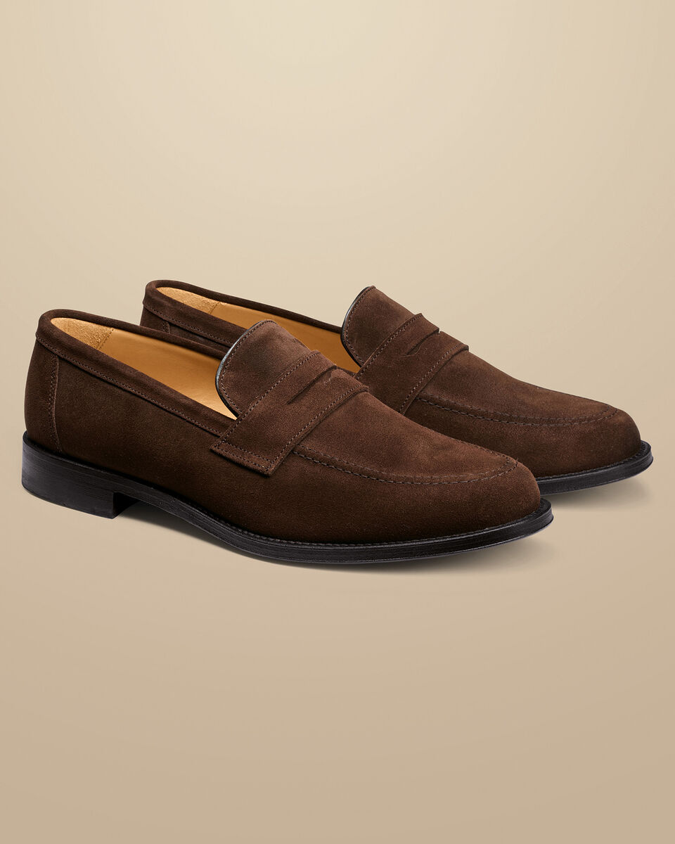 Suede Penny Loafers - Chocolate Brown | Charles Tyrwhitt