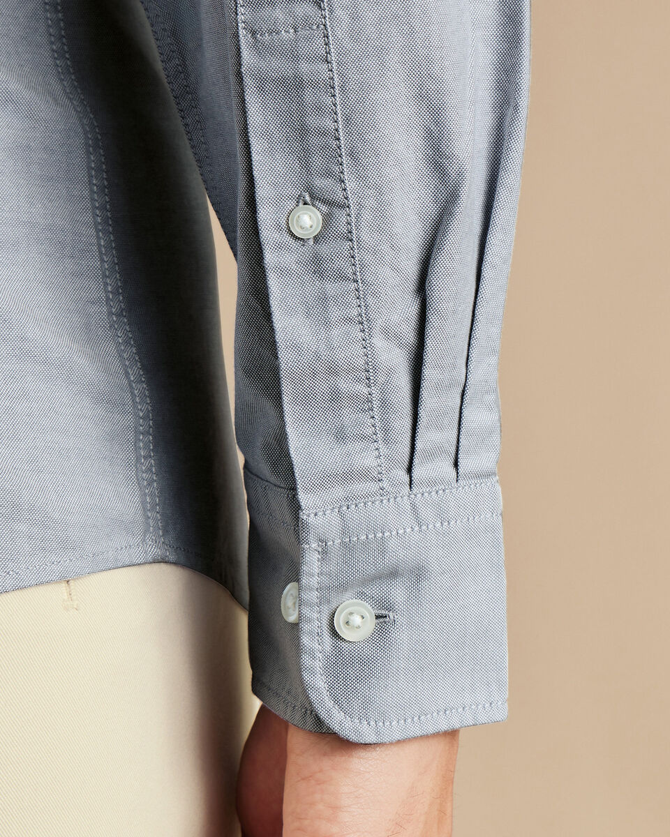Button-Down Collar Stretch Washed Oxford Shirt - Light Grey | Charles ...