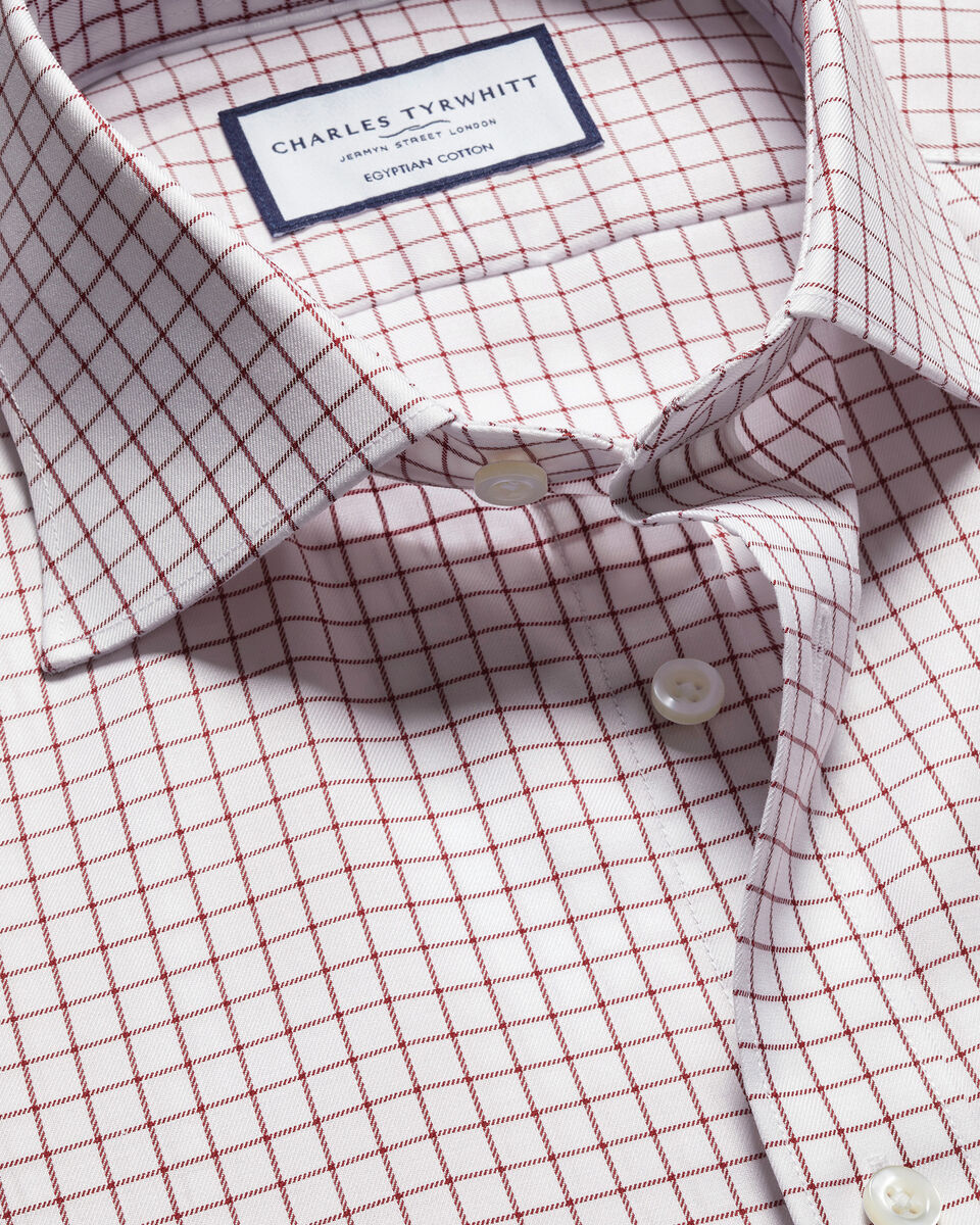 Luxury Windowpane Shirt - Maroon Red | Charles Tyrwhitt