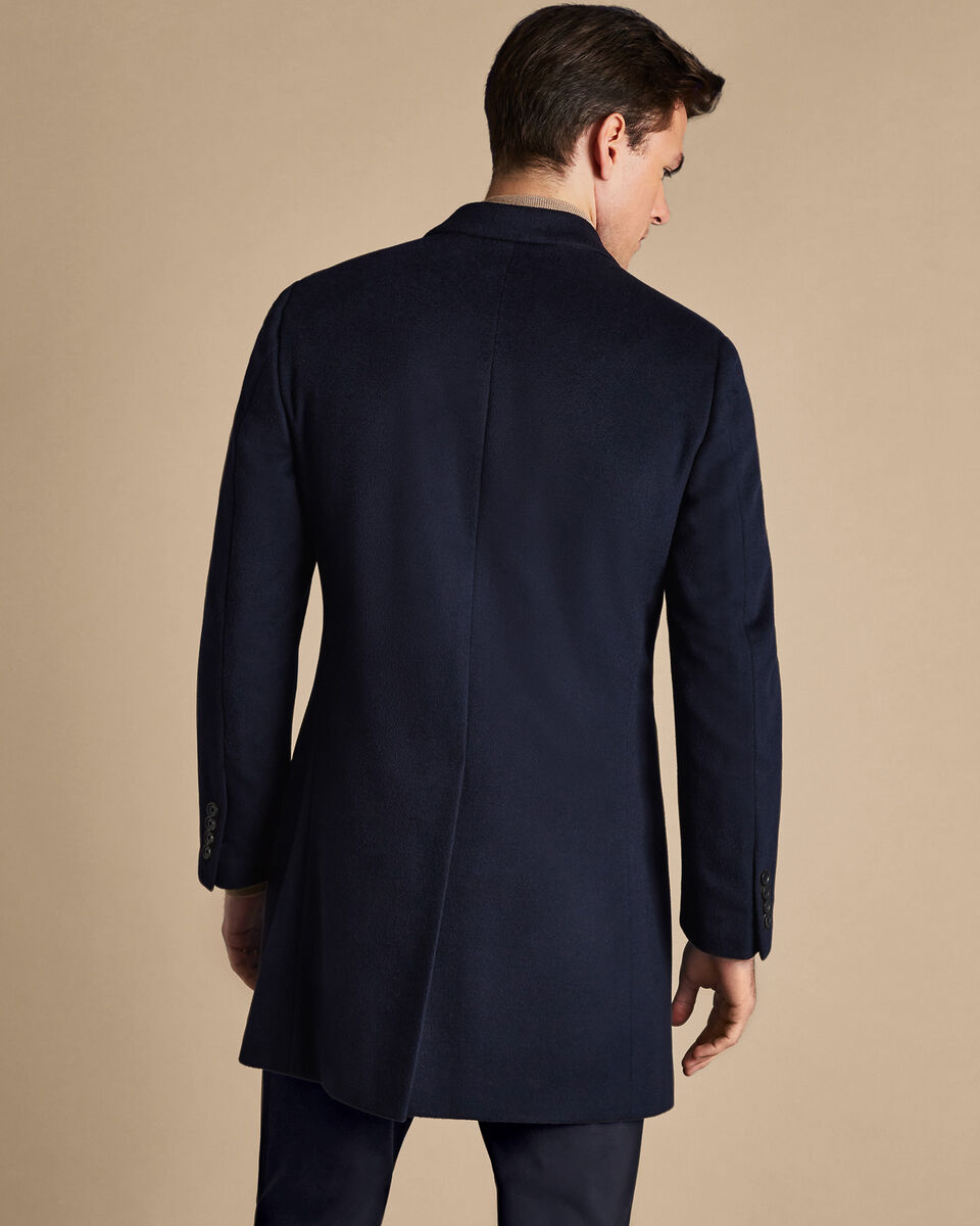 Wool Overcoat - Navy | Charles Tyrwhitt