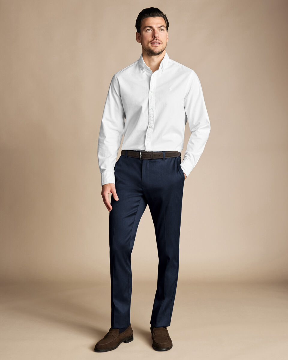 Smart Stretch Texture Pants - Denim Blue | Charles Tyrwhitt