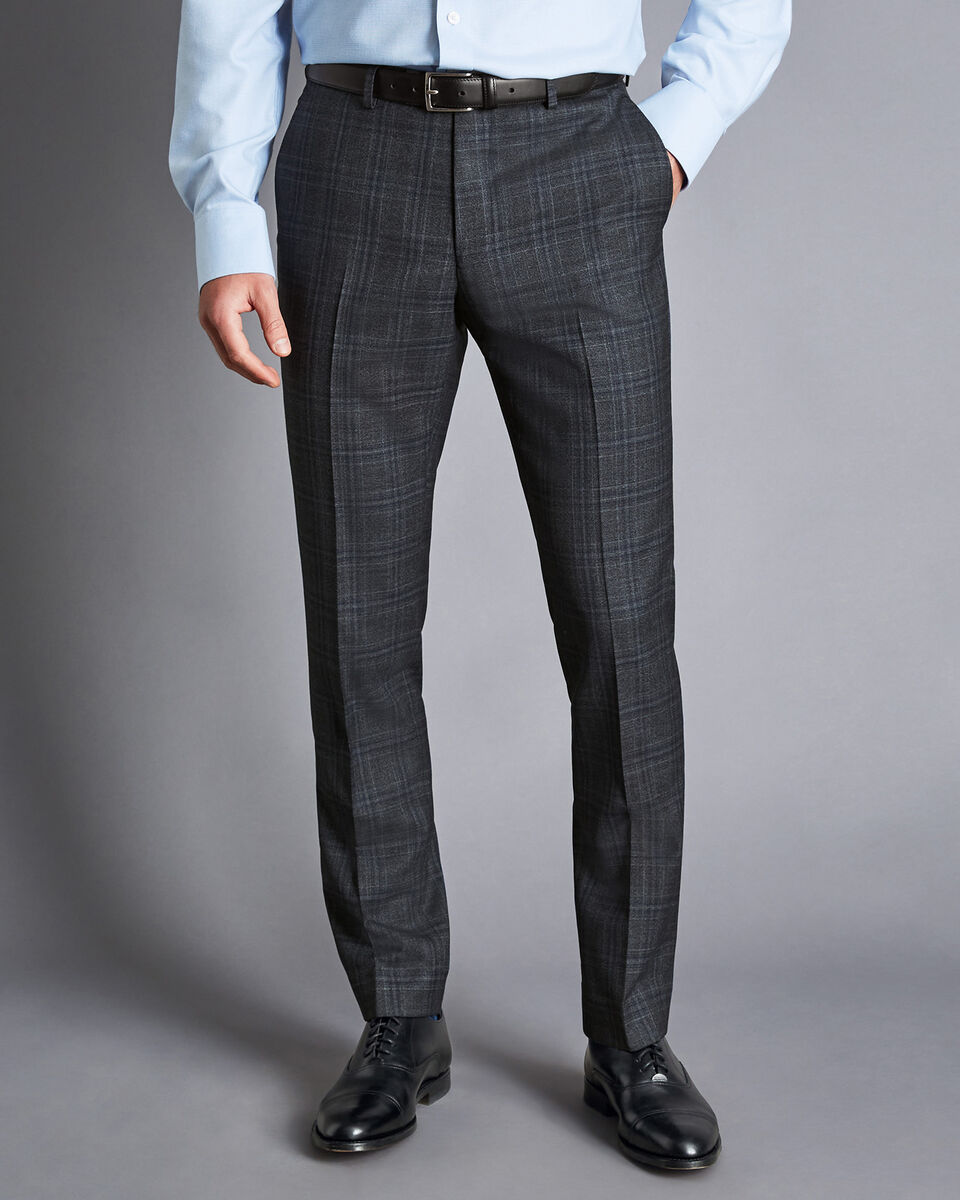 Prince of Wales Check Ultimate Performance Suit Pants - Steel Blue ...