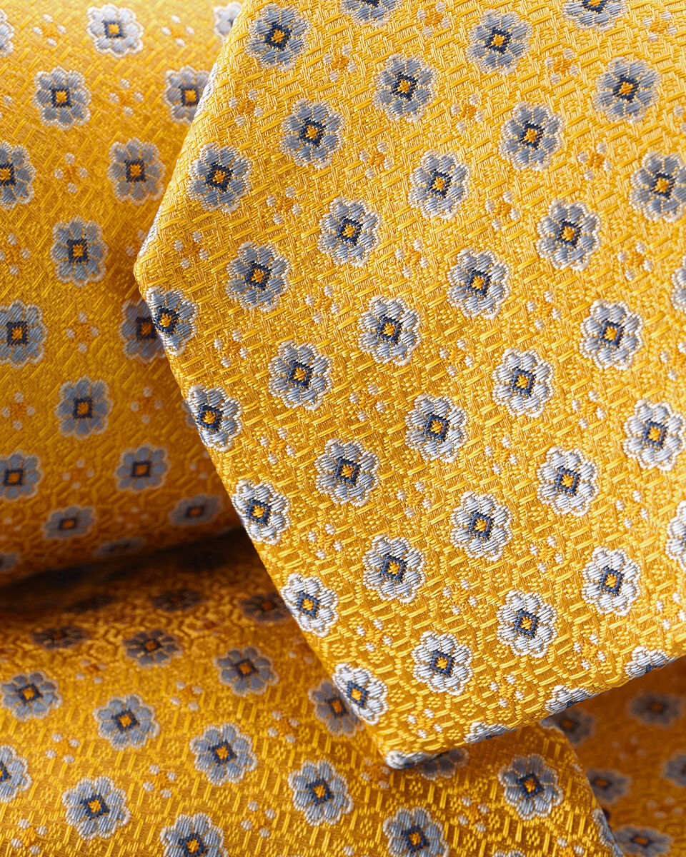 Krawatte aus Seide mit Blumenmuster - Sonnenblumengelb | Charles Tyrwhitt