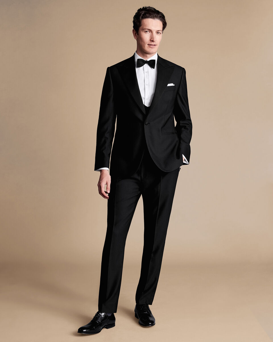 Tuxedo Double Breasted Vest - Black | Charles Tyrwhitt