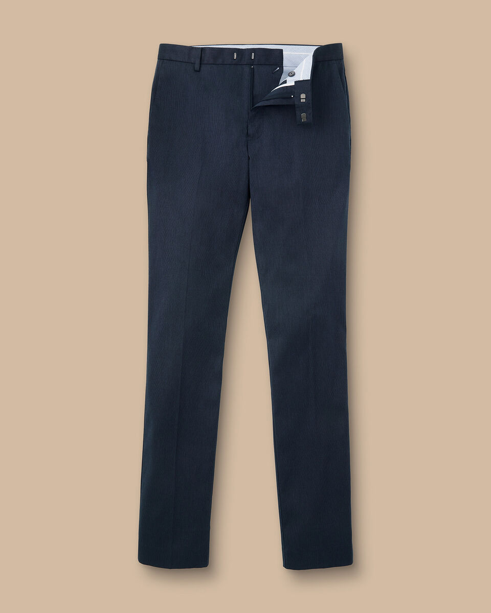 Smart Stretch Texture Pants - Denim Blue | Charles Tyrwhitt