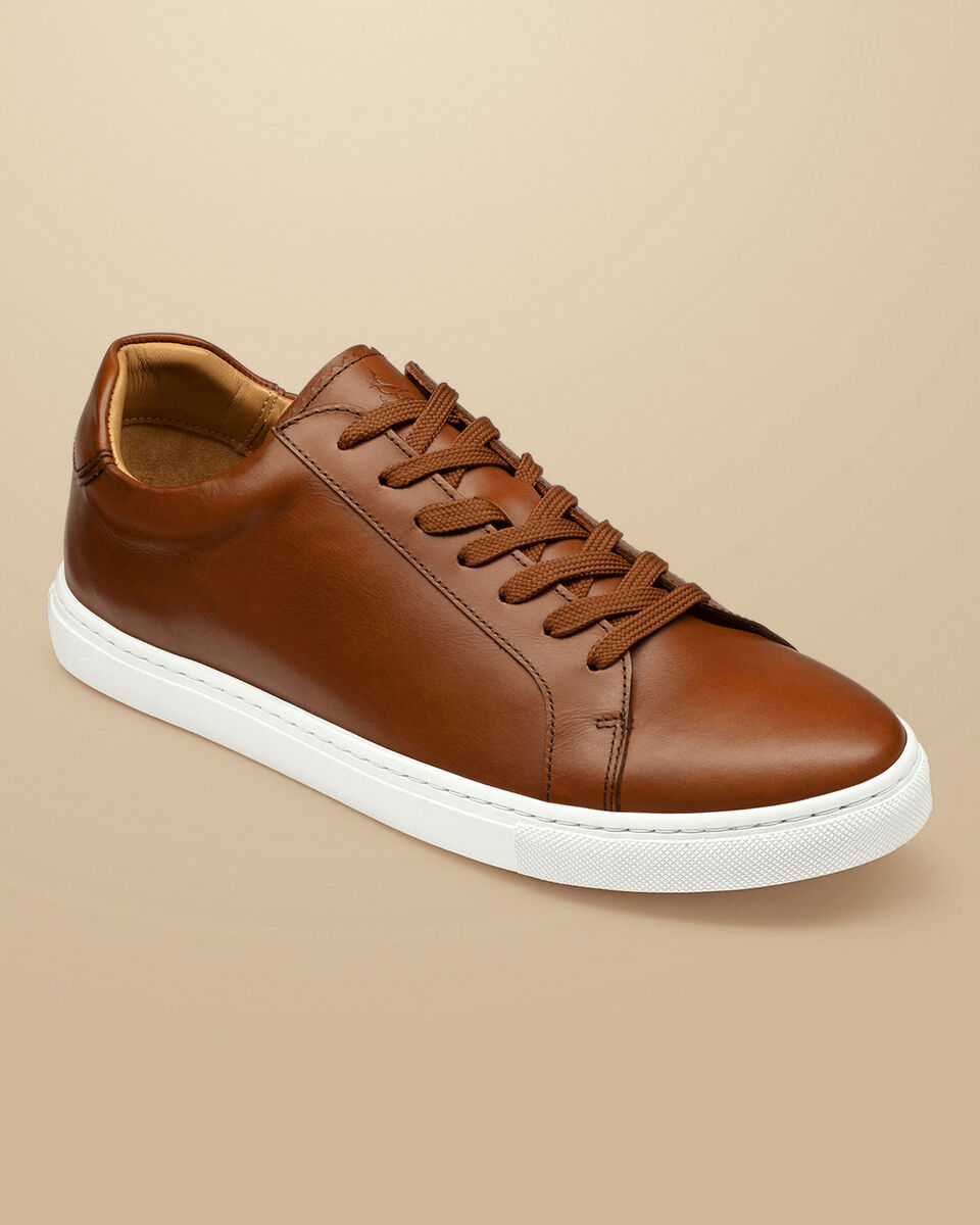 Leather Trainers - Dark Tan | Charles Tyrwhitt