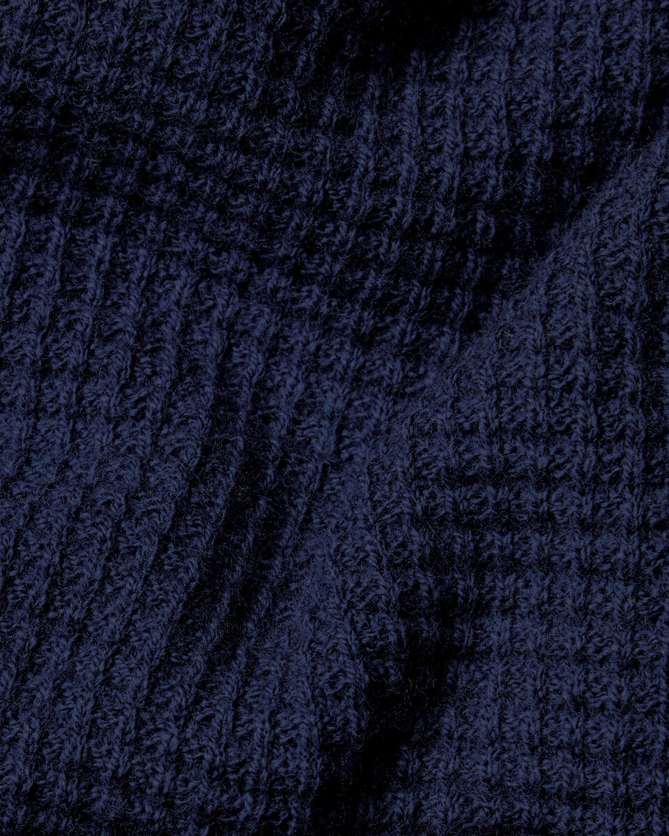 Cotton Merino Waffle Crew Neck - Dark Navy | Charles Tyrwhitt